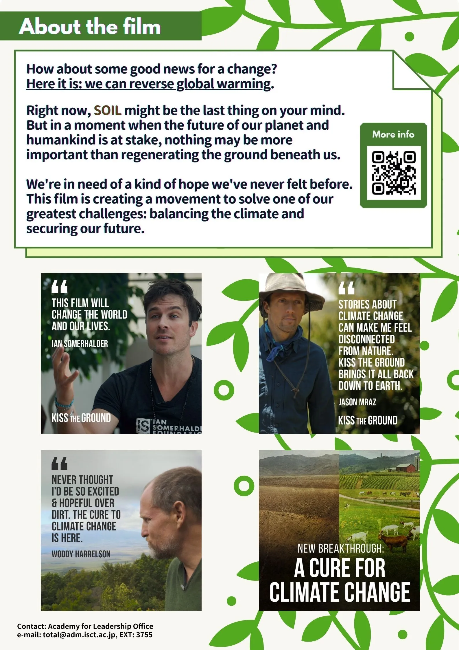 Free screening of the documentary film "KISS THE GROUND" and casual ...